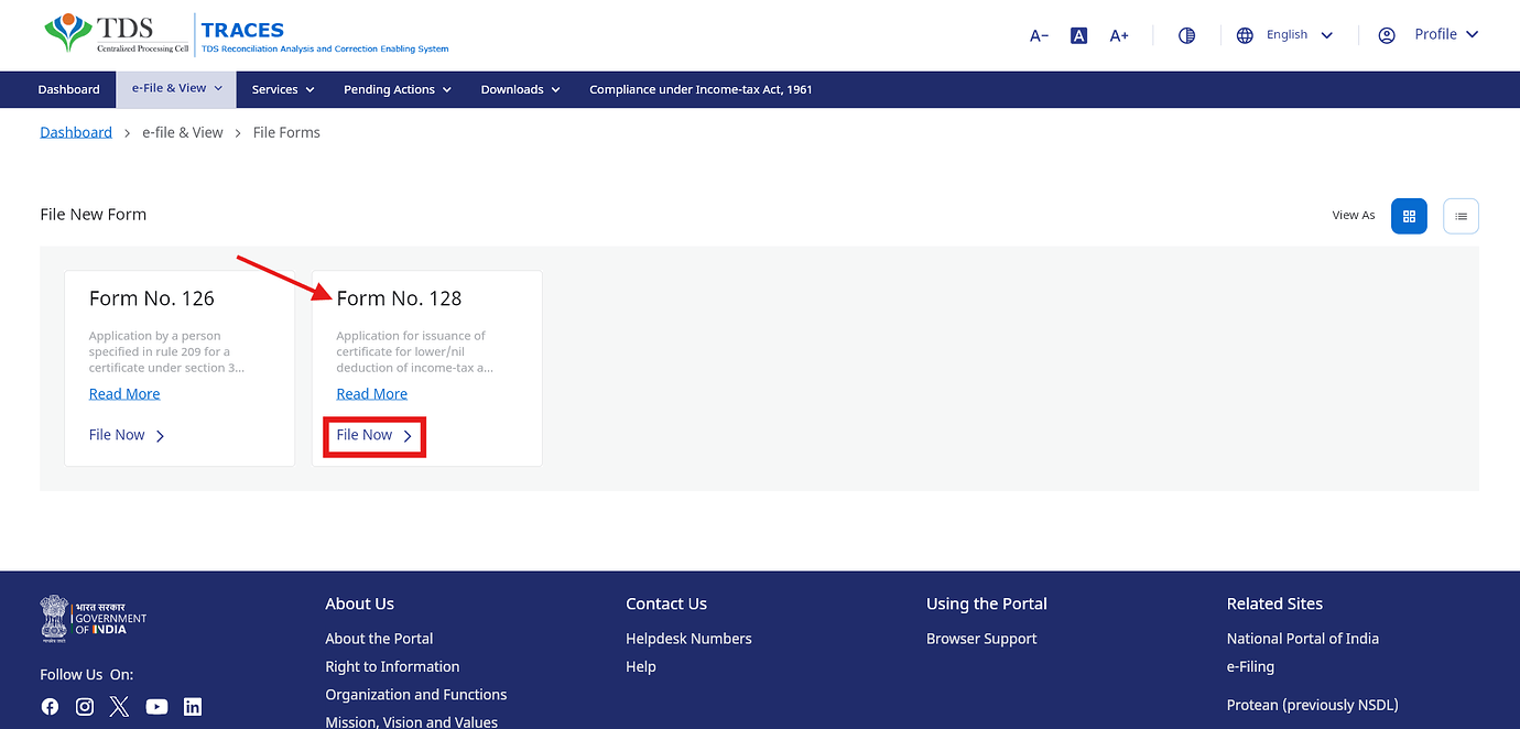 How to file Form 128 for lower or nil TDS certificate on TRACES Portal ...